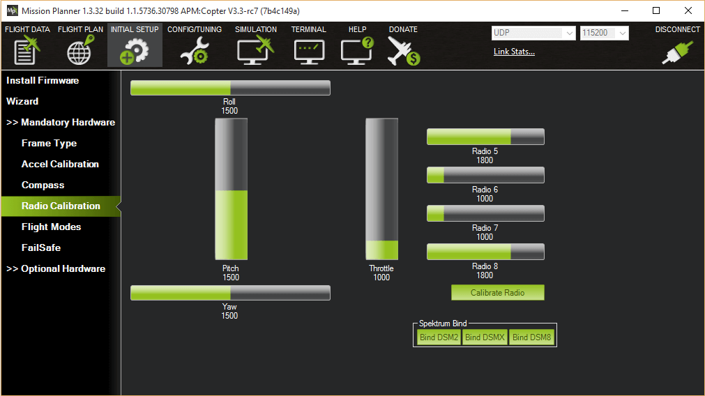 遥控器校准 · Copter